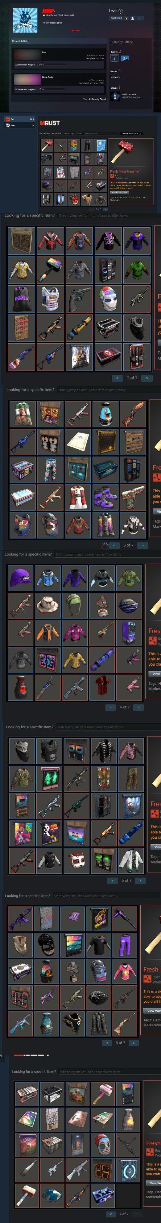 RUST Accounts > PC > Hours Played 1500+ > Skins 100+ > RT123 //Rust ...