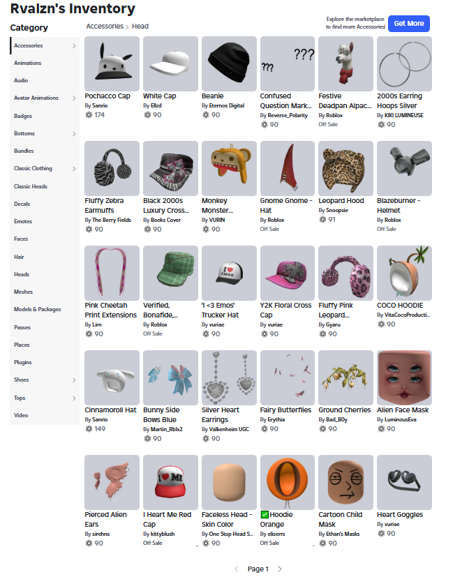 Roblox Accounts > Others > RBL2273 Datpol Account | Earmuffs, Caps ...