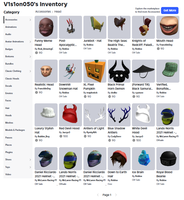 Roblox Accounts > Others > RBL2310 Black Primal Horn Demon, Red Devil ...