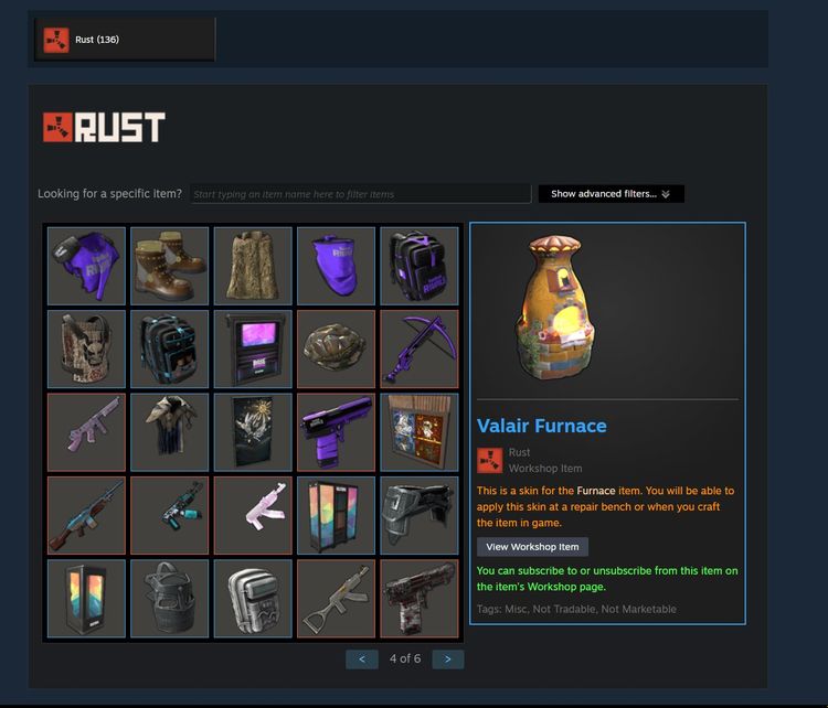 RUST Accounts > PC > Hours Played 500+ > Skins 200+ > RT216 700-900 ...